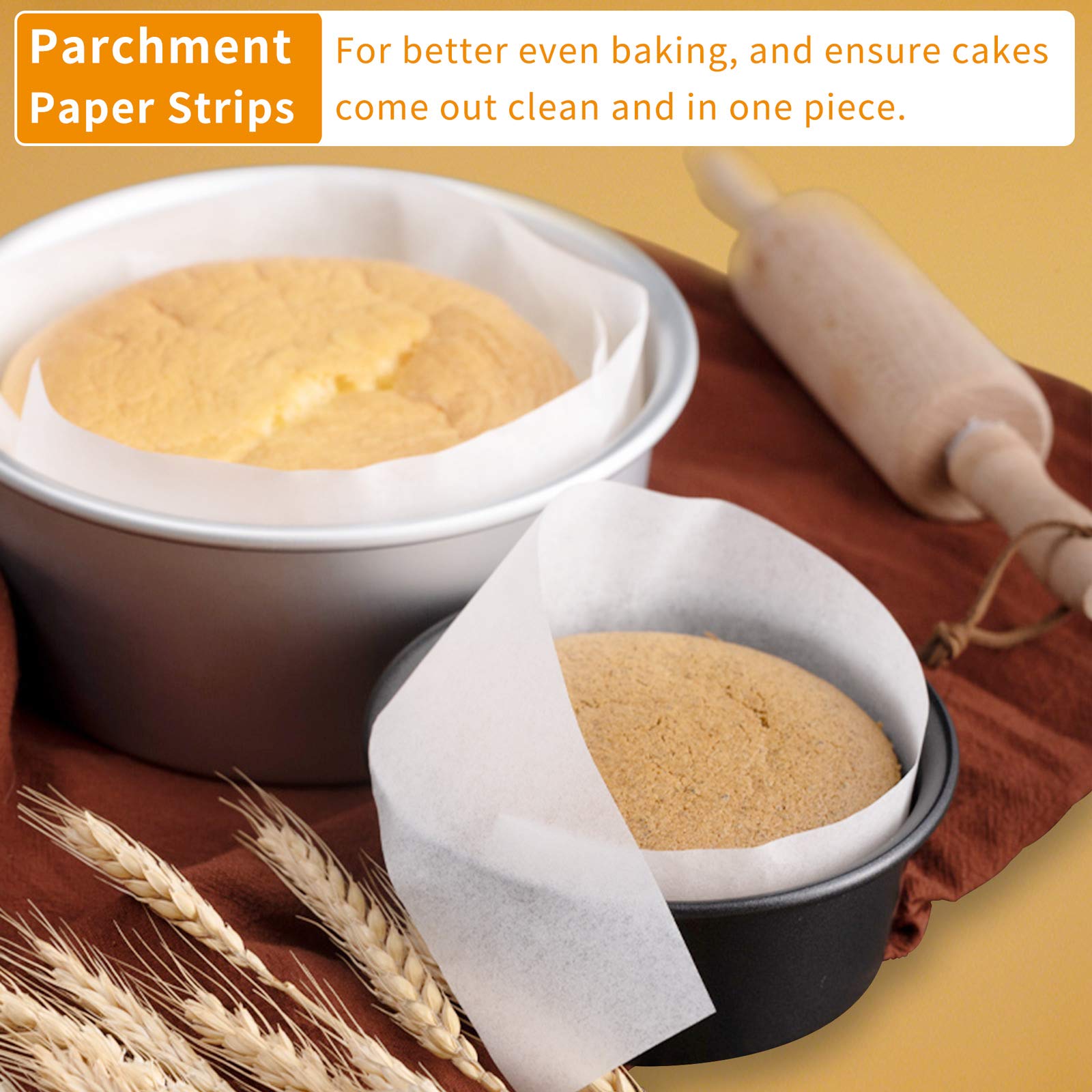 ZCONIEY 100 Counts Non-Stick Parchment Paper Liners Strip Baking Liners for 6" Cake Pans Circle