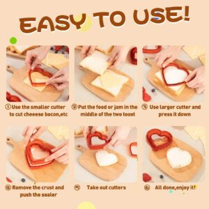 Sandwich Cutter and Sealer, 9 PCS Decruster Sandwich Maker, DIY Uncrustables Sandwich Cutters for Boys and Girls Kids Lunchbox and Bento Box, Sandwich Cutters for Kids