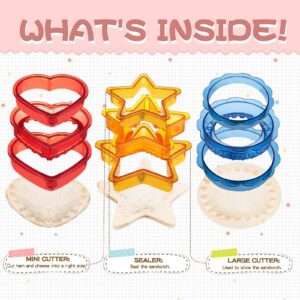 Sandwich Cutter and Sealer, 9 PCS Decruster Sandwich Maker, DIY Uncrustables Sandwich Cutters for Boys and Girls Kids Lunchbox and Bento Box, Sandwich Cutters for Kids