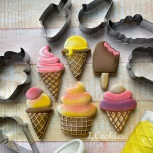 LILIAO Summer Ice Cream Cookie Cutter Set Sundae/Popsicle Biscuit and Fondant Cutters - 6 Piece - 3.6, 4.5, 4.2, 4, 4.3 and 3.7 inches - Stainless Steel