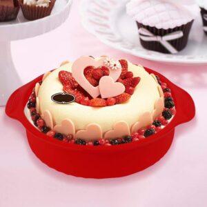 Demeras Cake Baking Pan 11inch Cake Mould Silicone for Cheesecake (red)