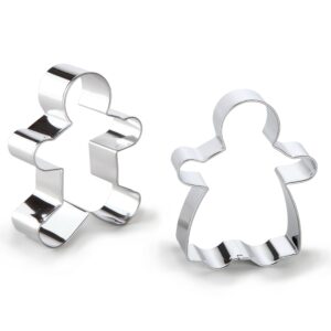 bakerpan stainless steel gingerbread cookie cutters, boy and girl gingerbread cookie cutter set - 3.5 inch