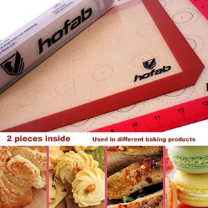 hofab 2PCS Silicone Baking Mat, Non-stick Reusable Baking Mat for Macarons/Pastries/Cookies-(1 Macaron Silicone Mat 1 Unpatterned Silicone Mat)11.6"x16.5"