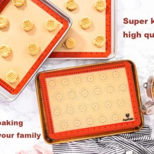 hofab 2PCS Silicone Baking Mat, Non-stick Reusable Baking Mat for Macarons/Pastries/Cookies-(1 Macaron Silicone Mat 1 Unpatterned Silicone Mat)11.6"x16.5"