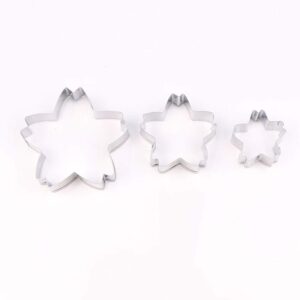 moonyli stainless steel cookie cutter set,3pcs cherry blossom petals mould fondant cake cookie cutter set pastry mold