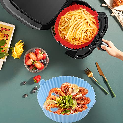 Vilei 2PCS Air Fryer Silicone Liners 6.5 Inch Round Food Safe Non-Stick Silicone Air Fryer Liners Pot Basket, Reusable Replacement of Flammable Parchment Liner Paper Bowl, Fits 1 To 3.5 QT Air Fryer