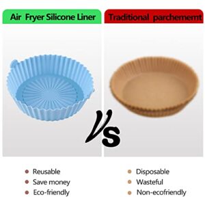 Vilei 2PCS Air Fryer Silicone Liners 6.5 Inch Round Food Safe Non-Stick Silicone Air Fryer Liners Pot Basket, Reusable Replacement of Flammable Parchment Liner Paper Bowl, Fits 1 To 3.5 QT Air Fryer