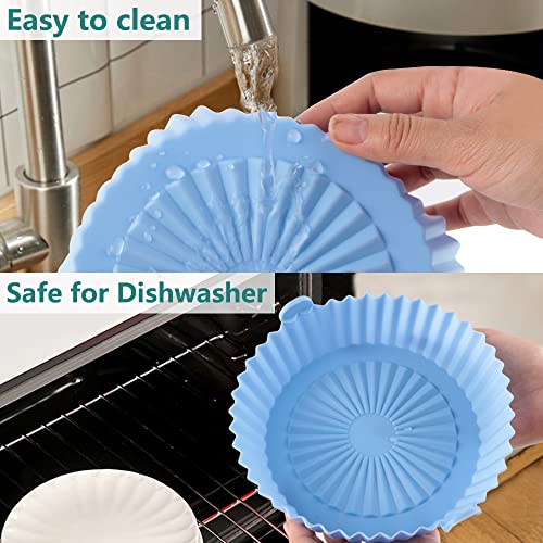 Vilei 2PCS Air Fryer Silicone Liners 6.5 Inch Round Food Safe Non-Stick Silicone Air Fryer Liners Pot Basket, Reusable Replacement of Flammable Parchment Liner Paper Bowl, Fits 1 To 3.5 QT Air Fryer