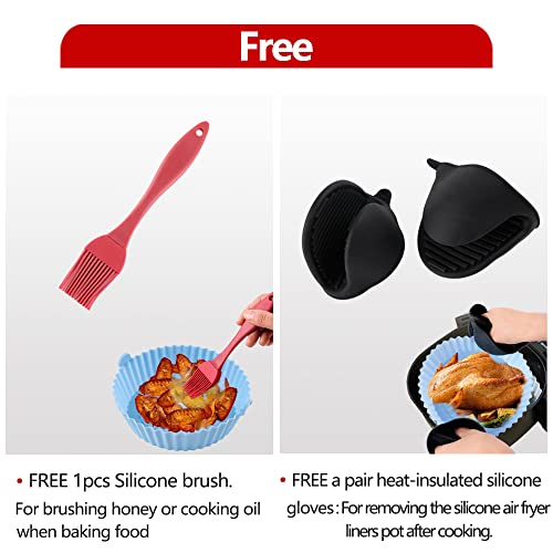 Vilei 2PCS Air Fryer Silicone Liners 6.5 Inch Round Food Safe Non-Stick Silicone Air Fryer Liners Pot Basket, Reusable Replacement of Flammable Parchment Liner Paper Bowl, Fits 1 To 3.5 QT Air Fryer