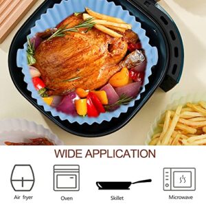 Vilei 2PCS Air Fryer Silicone Liners 6.5 Inch Round Food Safe Non-Stick Silicone Air Fryer Liners Pot Basket, Reusable Replacement of Flammable Parchment Liner Paper Bowl, Fits 1 To 3.5 QT Air Fryer