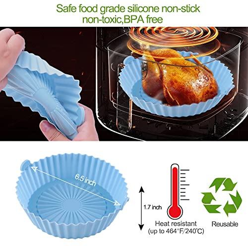 Vilei 2PCS Air Fryer Silicone Liners 6.5 Inch Round Food Safe Non-Stick Silicone Air Fryer Liners Pot Basket, Reusable Replacement of Flammable Parchment Liner Paper Bowl, Fits 1 To 3.5 QT Air Fryer