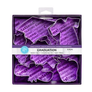 r&m international graduation cookie cutter set, 1-pack, silver