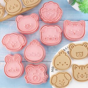 8 Pieces Cute Animals Cookie Cutters Animal Plastic Cookie Stamps Rabbit Cookie Mould Press Bear Cookie Mould Set Baking Kitchen Tools (Animals A)