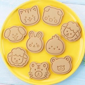 8 Pieces Cute Animals Cookie Cutters Animal Plastic Cookie Stamps Rabbit Cookie Mould Press Bear Cookie Mould Set Baking Kitchen Tools (Animals A)