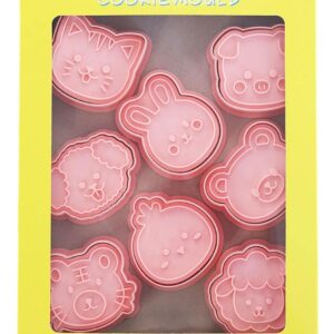 8 Pieces Cute Animals Cookie Cutters Animal Plastic Cookie Stamps Rabbit Cookie Mould Press Bear Cookie Mould Set Baking Kitchen Tools (Animals A)