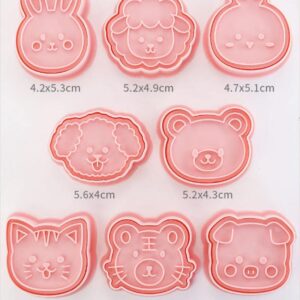 8 Pieces Cute Animals Cookie Cutters Animal Plastic Cookie Stamps Rabbit Cookie Mould Press Bear Cookie Mould Set Baking Kitchen Tools (Animals A)