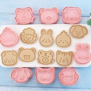 8 Pieces Cute Animals Cookie Cutters Animal Plastic Cookie Stamps Rabbit Cookie Mould Press Bear Cookie Mould Set Baking Kitchen Tools (Animals A)