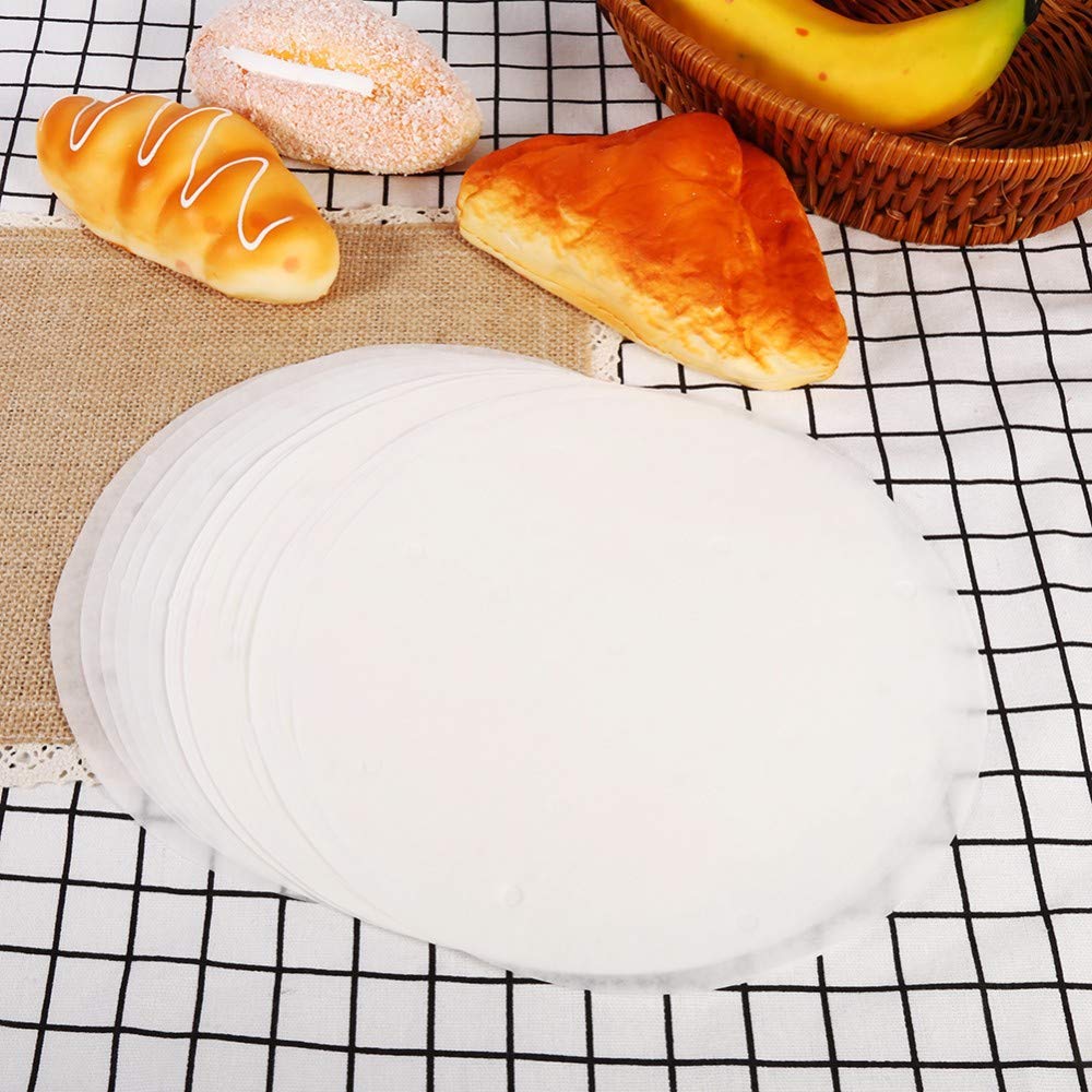 ISKYBOB 200 Sheets Round Parchment Paper 4 Sizes Disposable Cake Liners White Circle Grease Proof Food Wrapper Non-stick Pastry Mat for Baking, Grilling, Frying