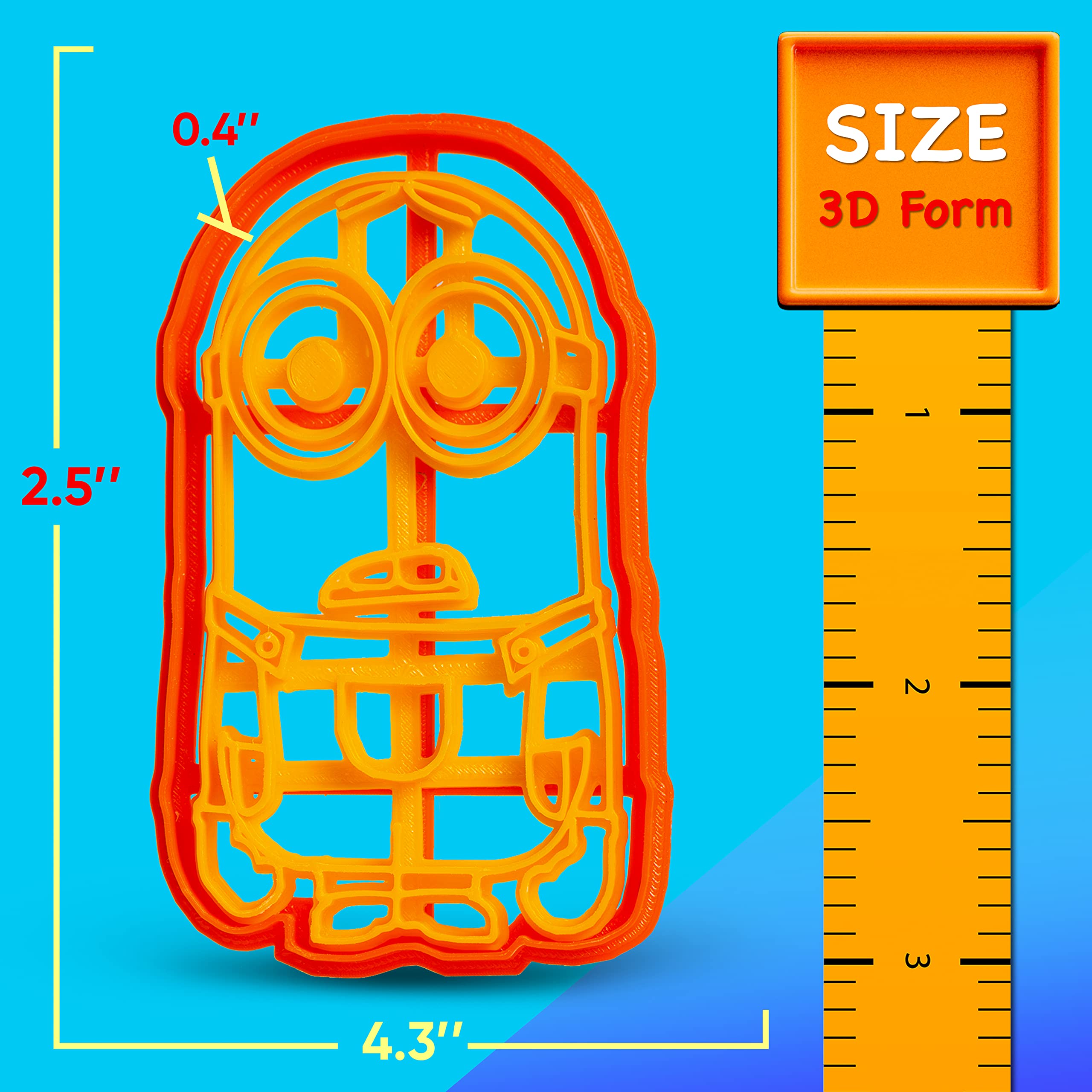 Cookie Cutter by 3DForme,For Minion Baking Cake Fondant Frame Mold for Buscuit, Set 2 Piece Made in Ukraine