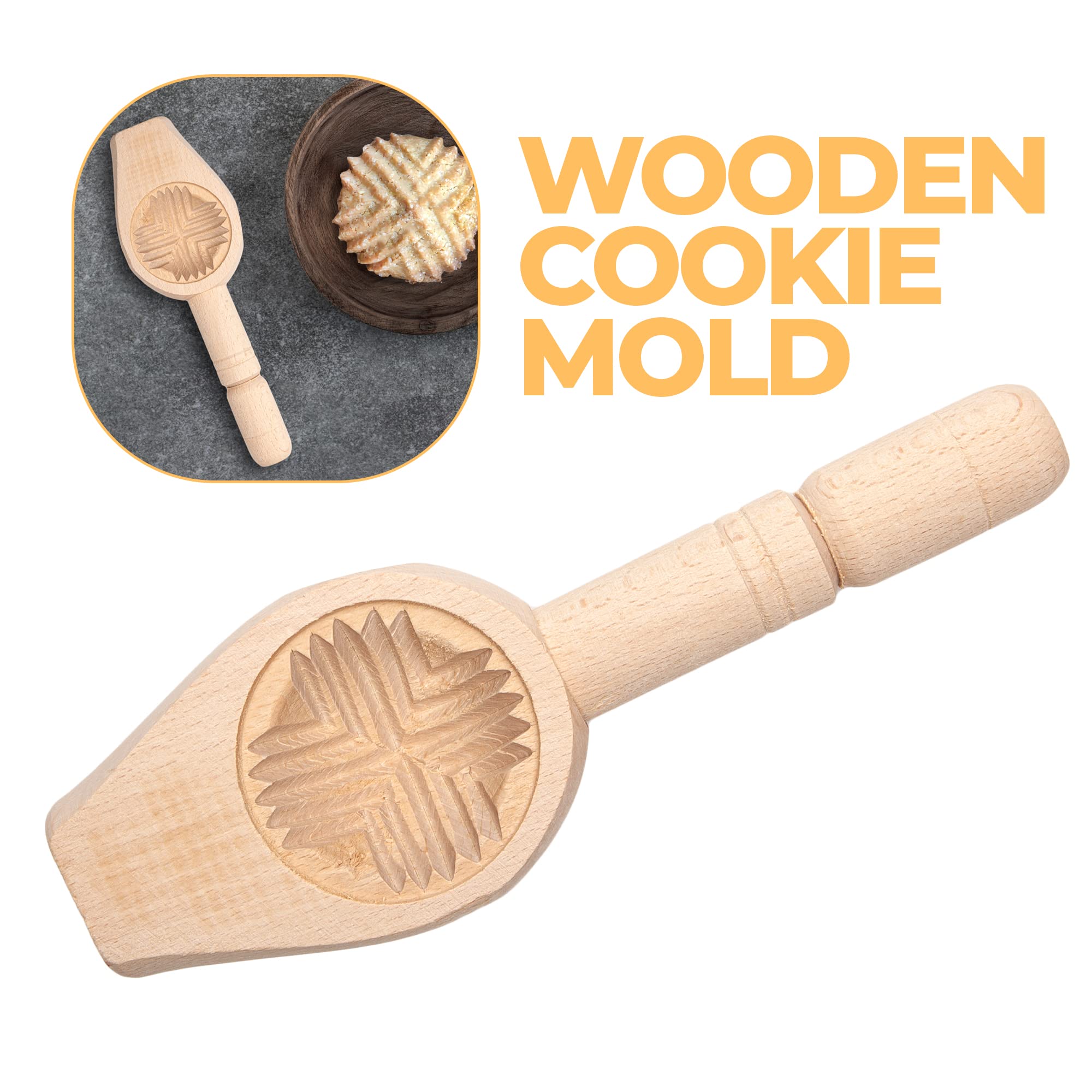 Onart Home - Traditional Handmade Maamoul Molds | Wooden Cookie Molds for Baking | Biscuit Cake Pastry Sweet Cookie Cutter | Mid-Autumn Festival Practical Hand Pressed Cake Mold