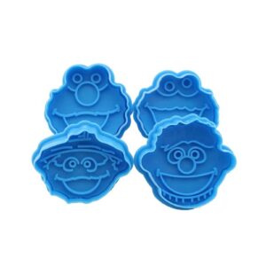 4pcs/set children muppet cookie cutter plunger biscuit cake fondant elmo ernie monster cakes decorating handmade baking accessories festival (color : 4pcs)