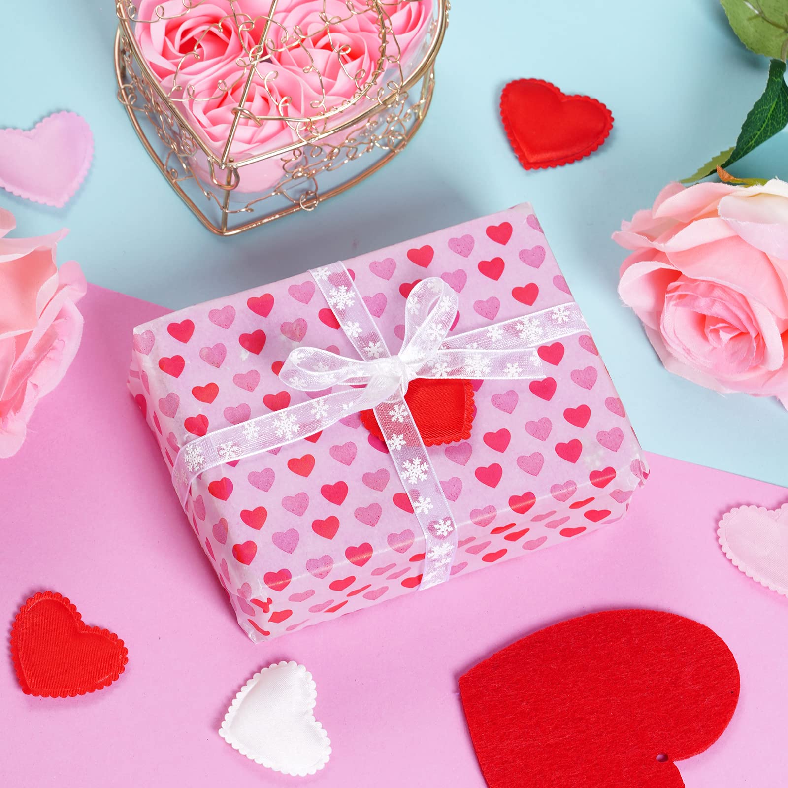 100pcs Valentines Wax Paper Sheets for Food Wrapping Heart Wax Paper Candy Wrappers Wax Paper Sheets for Baking Sandwich Wrappers Waterproof Heart Pattern Basket Wax Paper Liners