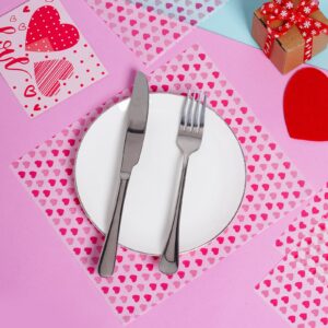 100pcs Valentines Wax Paper Sheets for Food Wrapping Heart Wax Paper Candy Wrappers Wax Paper Sheets for Baking Sandwich Wrappers Waterproof Heart Pattern Basket Wax Paper Liners