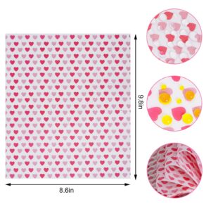 100pcs Valentines Wax Paper Sheets for Food Wrapping Heart Wax Paper Candy Wrappers Wax Paper Sheets for Baking Sandwich Wrappers Waterproof Heart Pattern Basket Wax Paper Liners