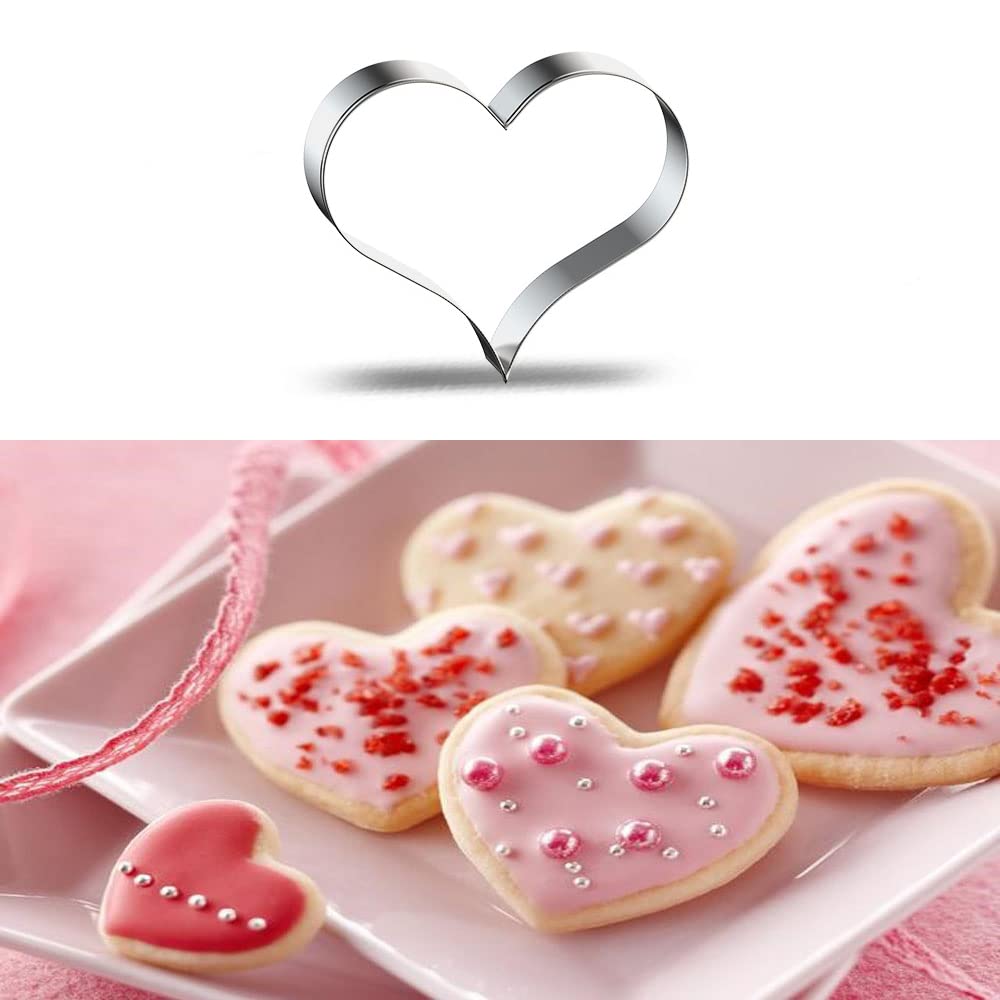 Valentine's Day Heart Cookie Cutter Set, 8 Piece Stainless Heart Shaped Cookie Cutter Biscuit Molds Cookie Cutters for Baking Heart, Lips, Heart with Arrow, Double Heart, Love, Cupid, Heart wings