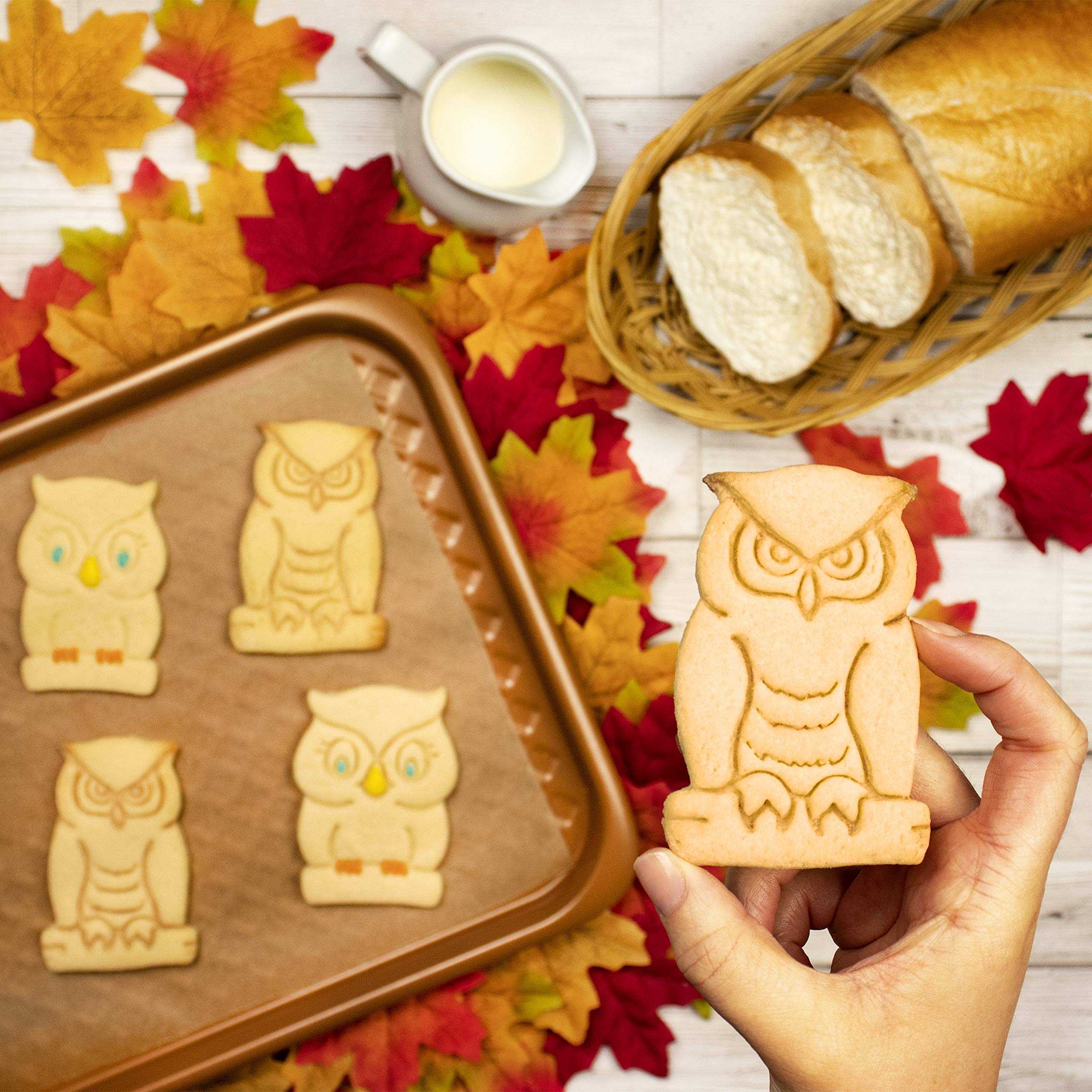 Set of 2 Owl cookie cutters (Designs: Great Horned Owl and Cute Owl), 2 pieces - Bakerlogy