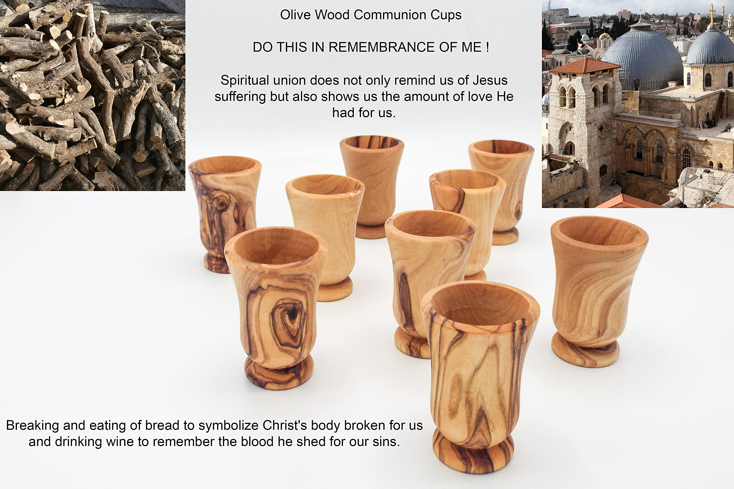 Olive Wood Communion Cups/Set (2.5’’), The Lord’s Supper Cups (6 Pcs) – Quality Communion Cups From The City of Truth, Jerusalem