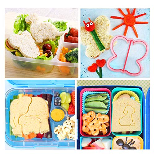 26Pcs Sandwich Cutters set for Kids, Vegetable Cookie Cutters with Comfort Grip, Stainless Steel Fruit Shape Cutters, Cartoon Animal Bento Food Cutter Stamps, Bread Cutters with 10 Cartoon Toothpicks