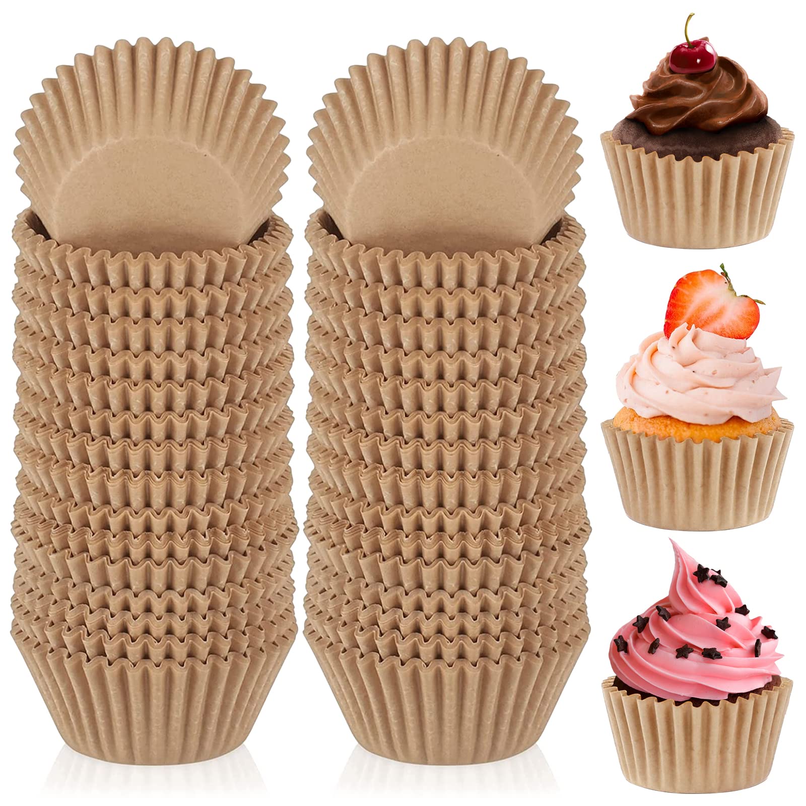 Cupcake Liners, 600 Count Cupcake Wrappers, Cupcake Paper Baking Cups for Cake, Muffins, Candies (Natural Color)