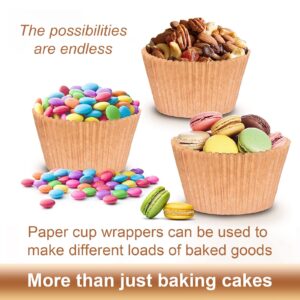 Cupcake Liners, 600 Count Cupcake Wrappers, Cupcake Paper Baking Cups for Cake, Muffins, Candies (Natural Color)