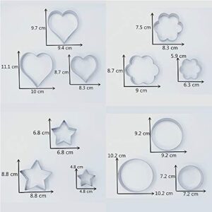 LILIAO Basic Cookie Cutter Set - Round, Star, Square, Flower and Heart Fondant Biscuit Cutters - Stainless Steel