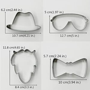 KENIAO Cool Dad Cookie Cutter Set Father's Day, 4 Pcs, Stainless Steel