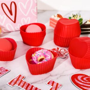 Whaline 36Pcs Baking Cups Heart Cupcake Liners Silicone Non-Stick Pastry Muffin Liner Molds Reusable Storage Container for Wedding Birthday Valentine's Day Party Anniversary DIY Craft, 2.8Inch