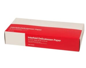 concession essentials 10 x 10.75 inch dry-waxed paper deli wraps, white, light-grade, interfolded, 500 ct box.