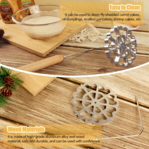 Bunuelos Mold Rosette Iron Molds Set with Wooden Handle, Lotus Flower Bunuelos Cookie Maker Mold, Funnel Cake Maker Cooking Stamp Maker Kit，4.7 Inches