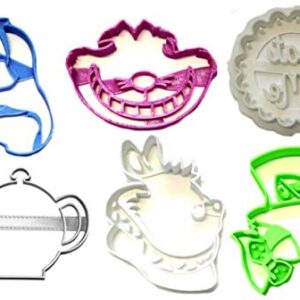 INSPIRED BY ALICE IN WONDERLAND THEME SET OF 6 COOKIE CUTTERS MADE IN USA PR1266