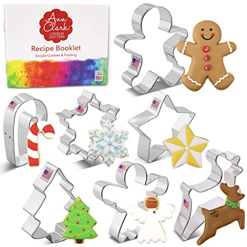 Christmas Cookie Cutters 7-Pc Set Made in USA by Ann Clark, Gingerbread Man, Christmas Tree, Star, Snowflake, Angel