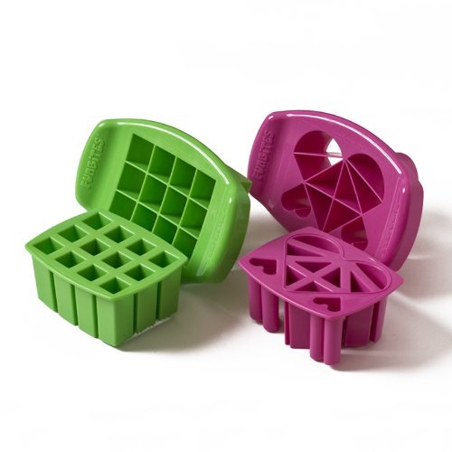 Food Cutter Set, Green Squares, Pink Hearts