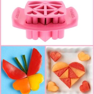 Food Cutter Set, Green Squares, Pink Hearts