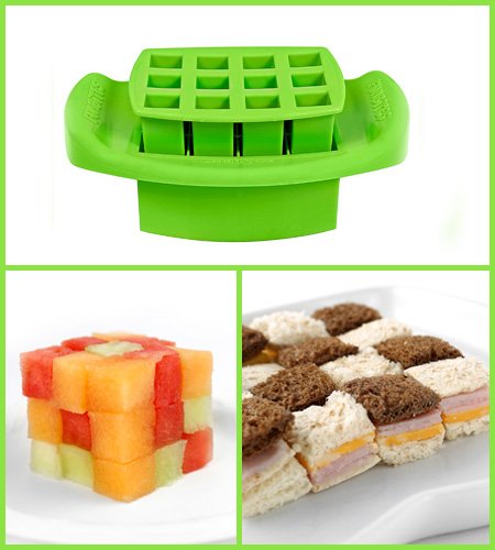 Food Cutter Set, Green Squares, Pink Hearts