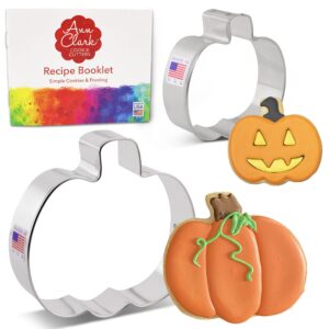 pumpkin cookie cutters 2-pc. set made in usa by ann clark, 4", 3"