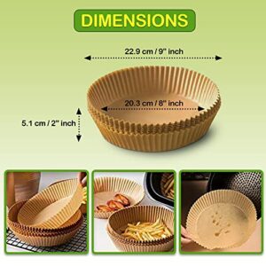 Air Fryer Disposable Liners: 50 pack, 7.9 Inches Disposable air fryer liners with Bamboo Tong. Round paper liners for air fryer basket, large size.