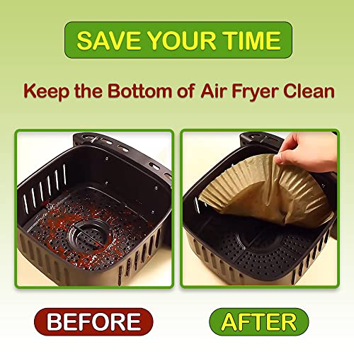 Air Fryer Disposable Liners: 50 pack, 7.9 Inches Disposable air fryer liners with Bamboo Tong. Round paper liners for air fryer basket, large size.