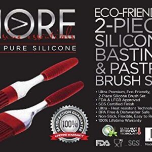 Original Eco-Friendly 2 Piece Set Silicone Basting Brushes & Pastry Brush for Cooking, Baking & Grilling, Heat-Resistant Cooking Brushes for Grilling, BBQ & Cooking, Burgundy Wine Non-stick & Flexible