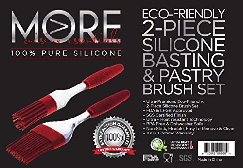 Original Eco-Friendly 2 Piece Set Silicone Basting Brushes & Pastry Brush for Cooking, Baking & Grilling, Heat-Resistant Cooking Brushes for Grilling, BBQ & Cooking, Burgundy Wine Non-stick & Flexible