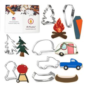 welcome to our campsite cookie cutter 7 pc set hs0421- foose cookie cutters - usa tin plated steel